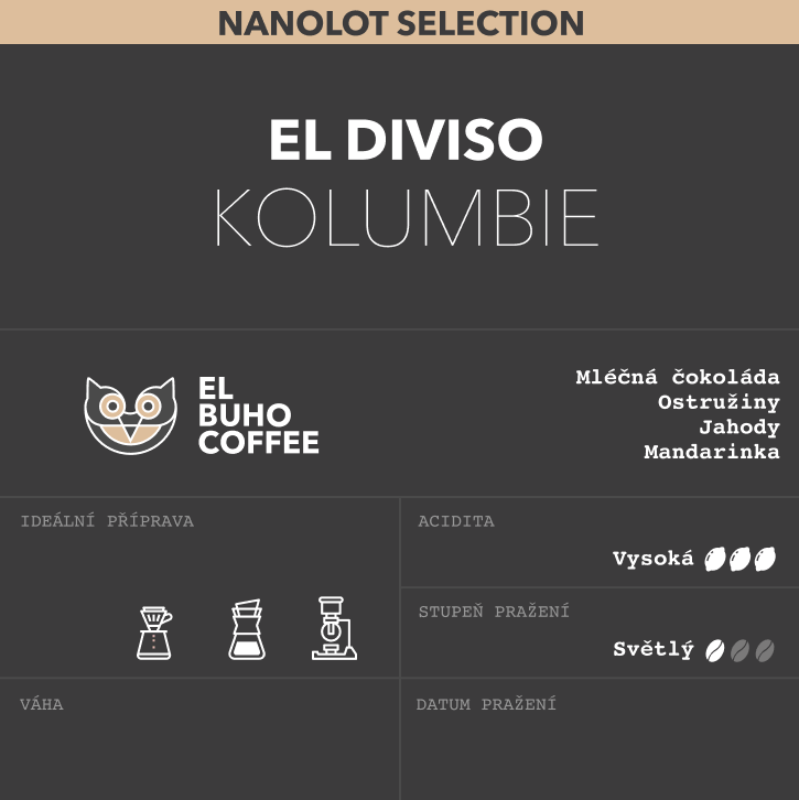 Kolumbie El Diviso Pink Bourbon | El Buho Coffee - Balení: 250g